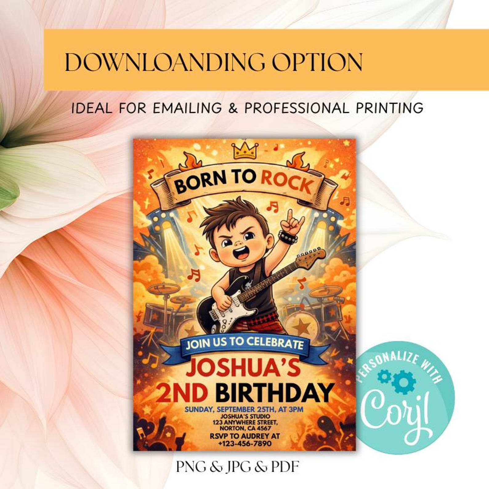 Rock Star Birthday Invitation, Rock and Roll Birthday Invite, Born to ...