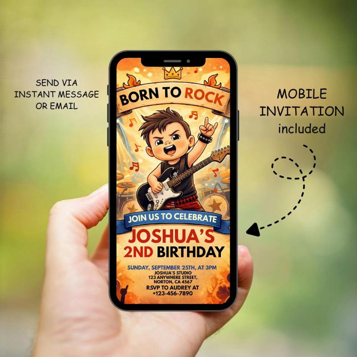 Rock Star Birthday Invitation, Rock and Roll Birthday Invite, Born to ...