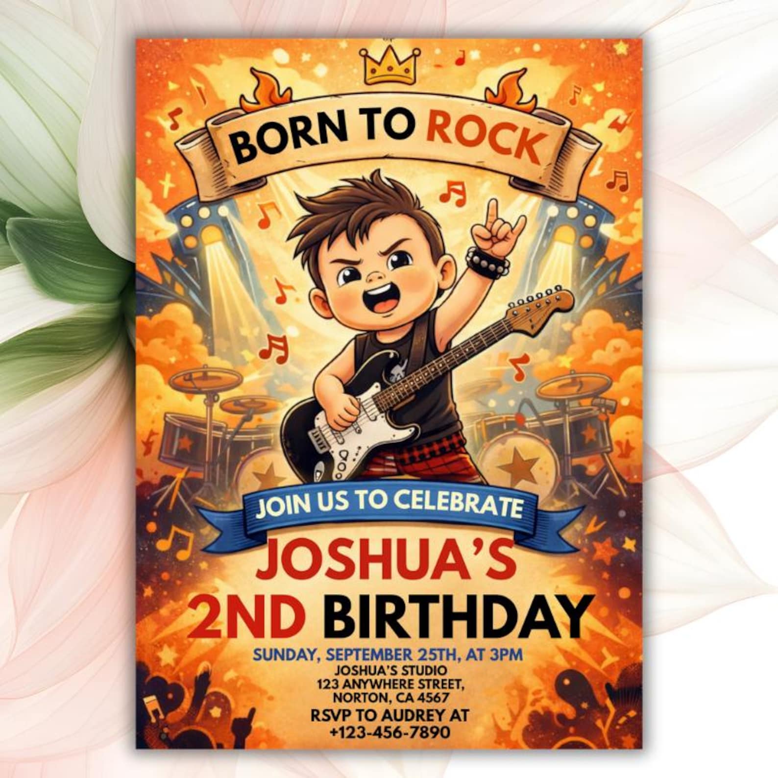 Rock Star Birthday Invitation, Rock and Roll Birthday Invite, Born to ...