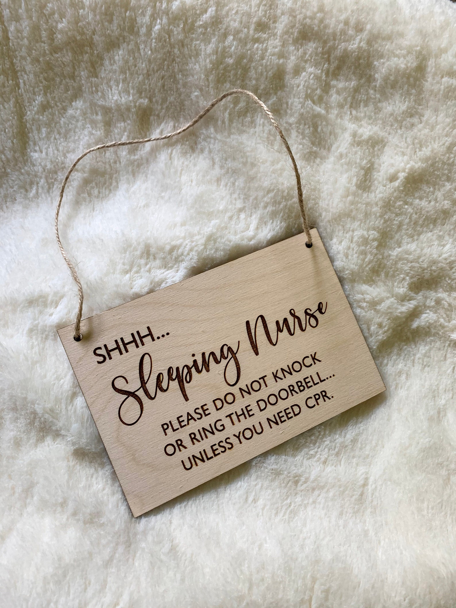 Sleeping Nurse Sign Nurse Door Hanger Night Nurse Sign Please Do Not ...