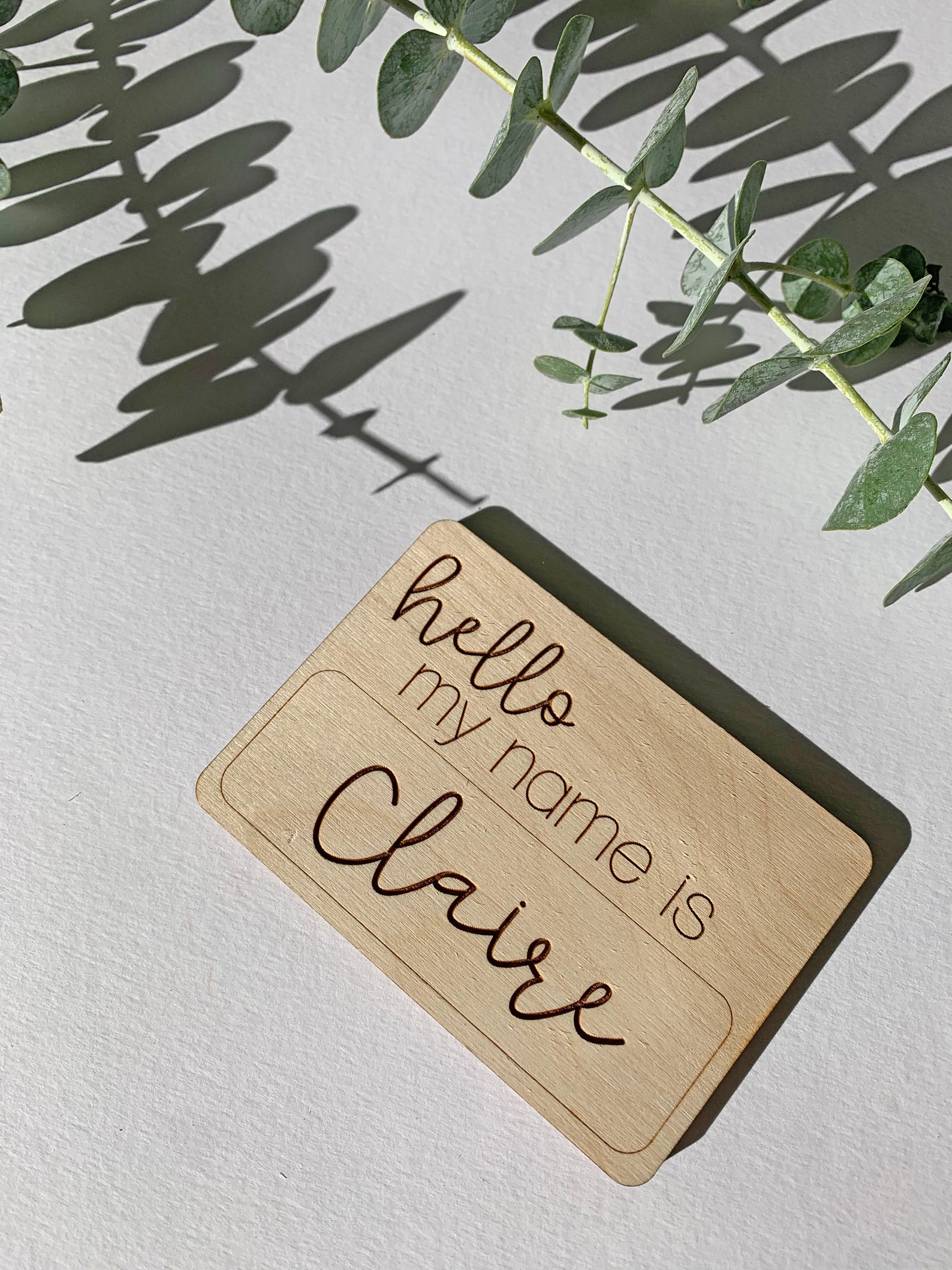 Hello My Name is Sign Baby Birth Announcement Sign Wood Engraved Baby ...