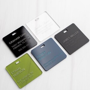 Personalized Luggage Tag Square Luggage Tags Bag Tag Engraved ...