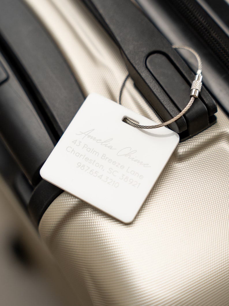 Engraved Acrylic Square Luggage Tag, Personalized Travel Gift - Etsy