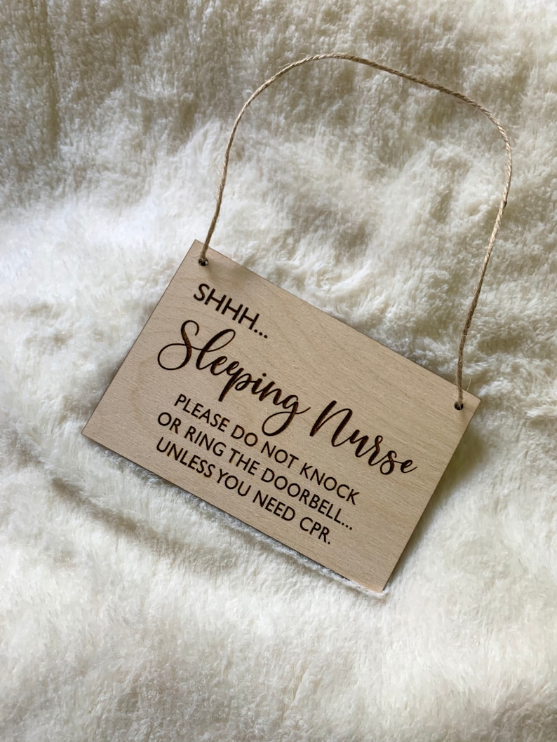 Sleeping Nurse Sign Nurse Door Hanger Night Nurse Sign Please Do Not ...