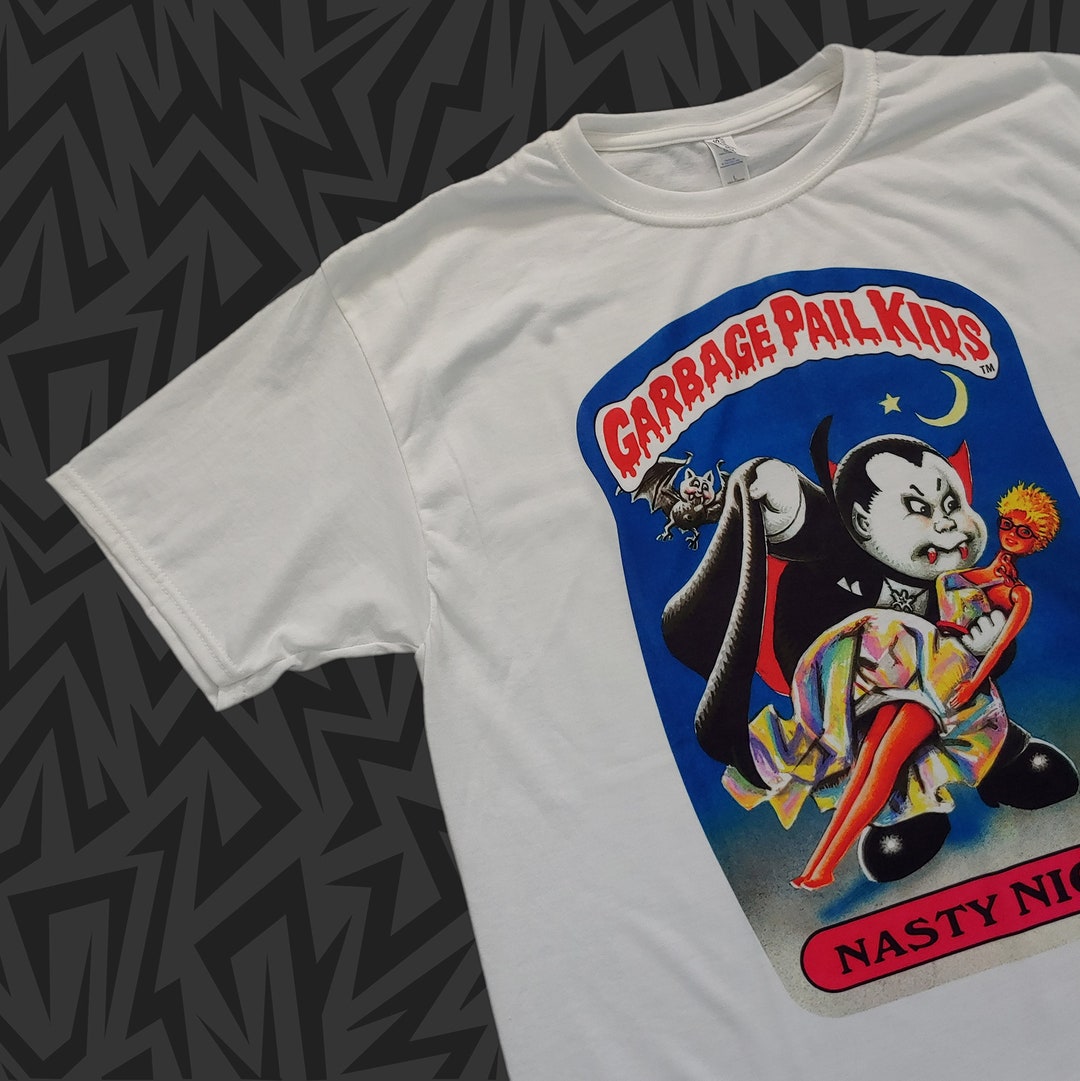 New Garbage Pail Kids T-shirt NASTY NICK #1a 1985 GPK Series 1 Vampire ...