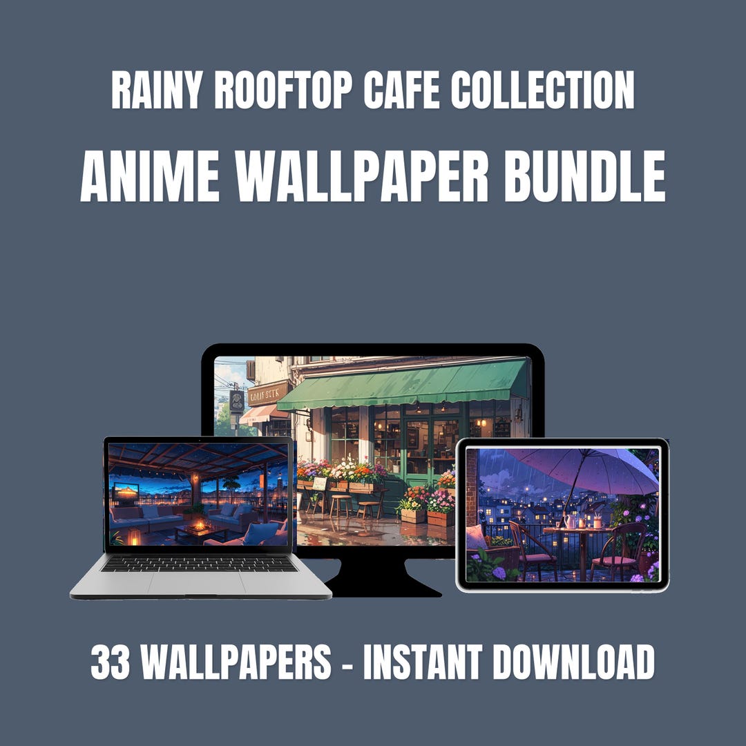 33 Rainy Rooftop Cafe Desktop Wallpapers | Aesthetic Wallpaper Bundle ...