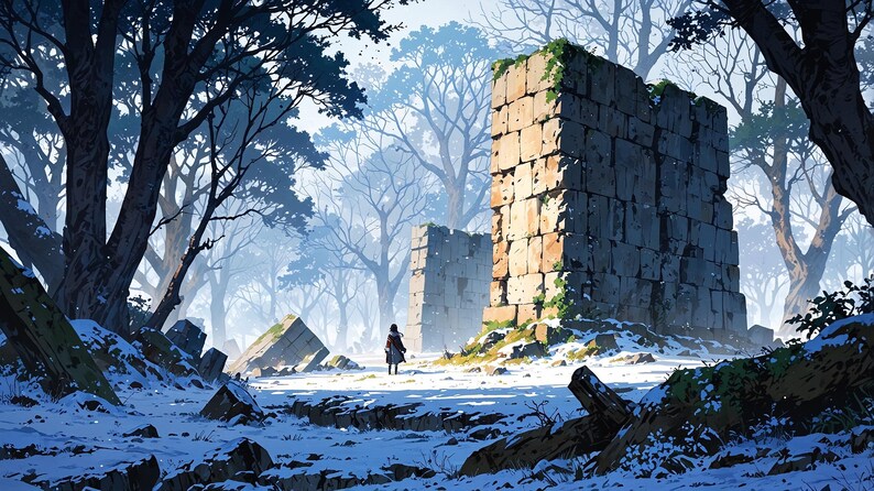 Ancient Forest Ruins Anime Desktop Wallpapers | PC Mac Bundle (digital ...