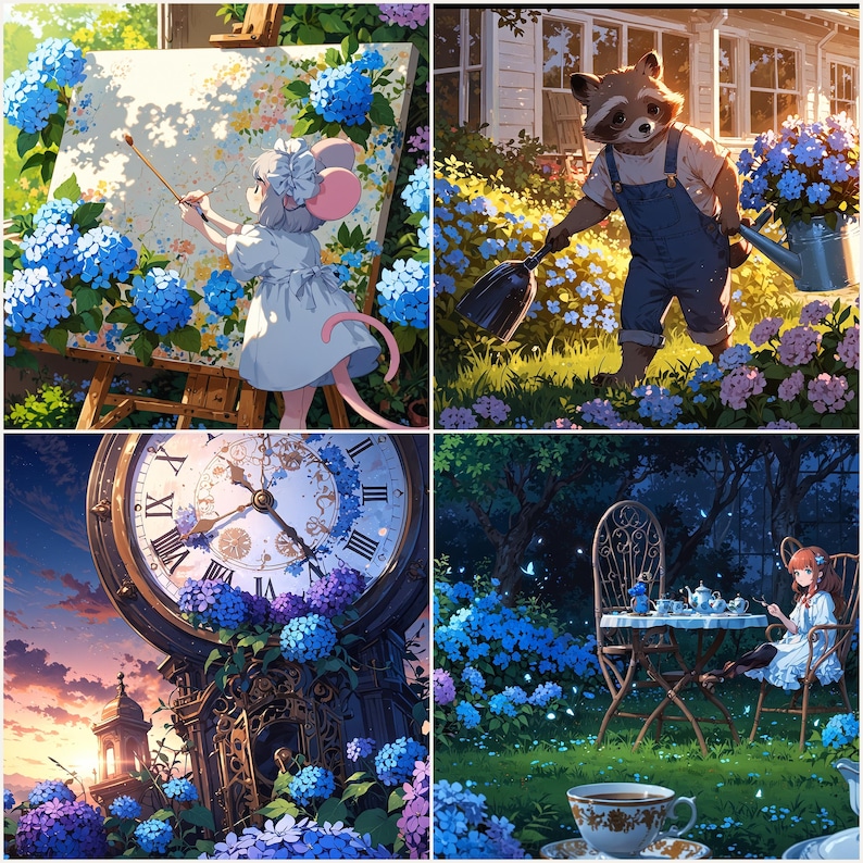 Phantom Hydrangea Garden Desktop Wallpapers | Ethereal Floral Fantasy ...