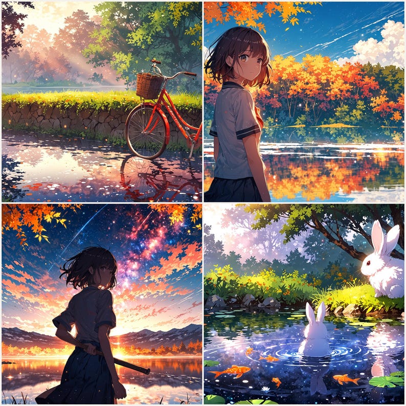 Anime Galaxy Lake Reflection Wallpapers | 4K Desktop Backgrounds ...