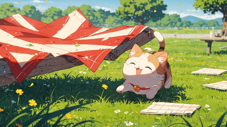 33 Summer Picnic Cats Desktop Wallpapers | Aesthetic Wallpaper Bundle ...