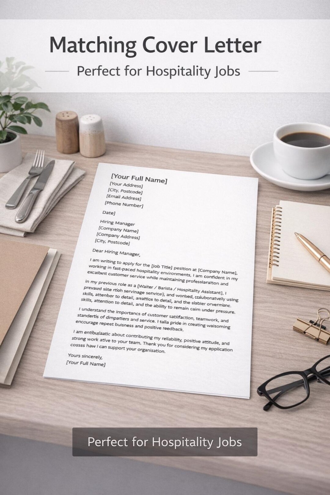 Hospitality Cover Letter Template UK | Waiter & Barista Job Application ...