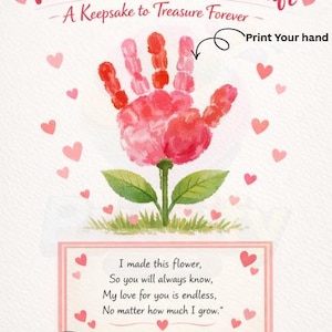 Valentine Handprint Craft for Kids, Flower Poem Keepsake, Printable ...
