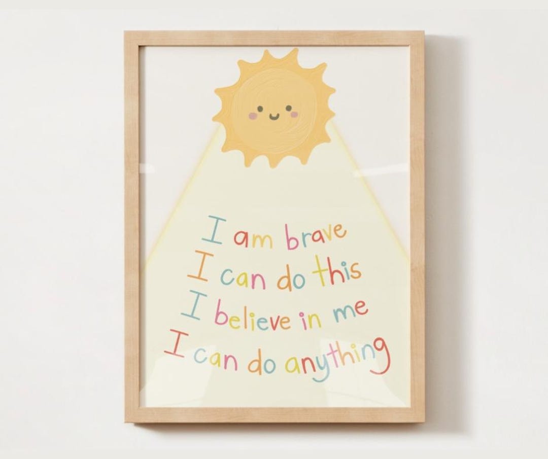 Positive Affirmation Kids Print | Nursery Sun Wall Art (digital ...