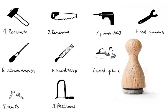 Woodworker stamp rubberstamp hammer handsaw power-drill | Etsy