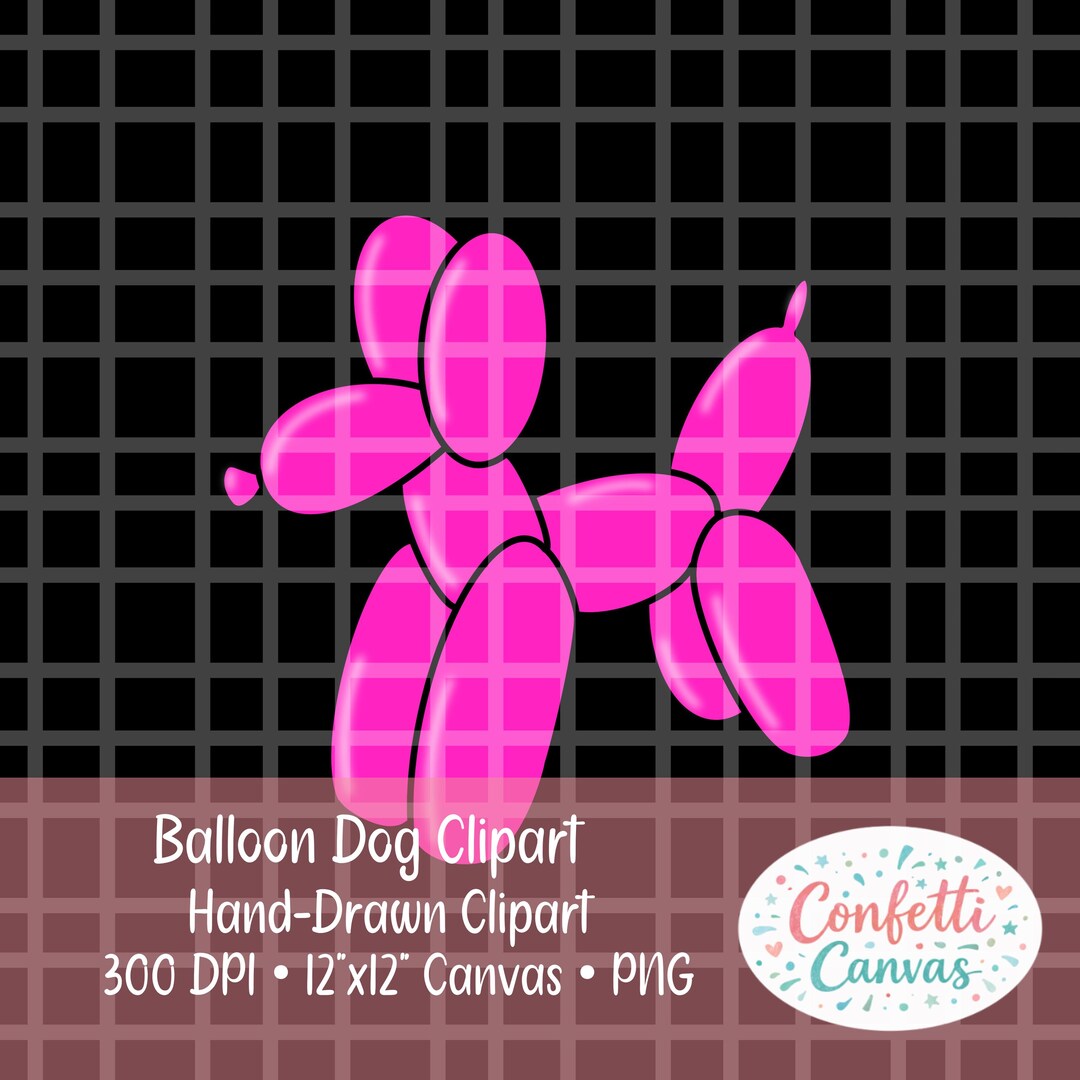 Balloon Dog Clipart | Cute Balloon Animal PNG | Hand Drawn Party Clip ...