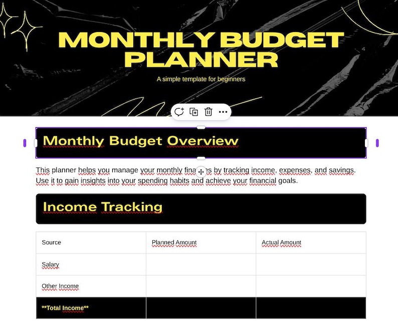 Bold Monthly Budget Planner | Black & Yellow Printable | Beginner ...