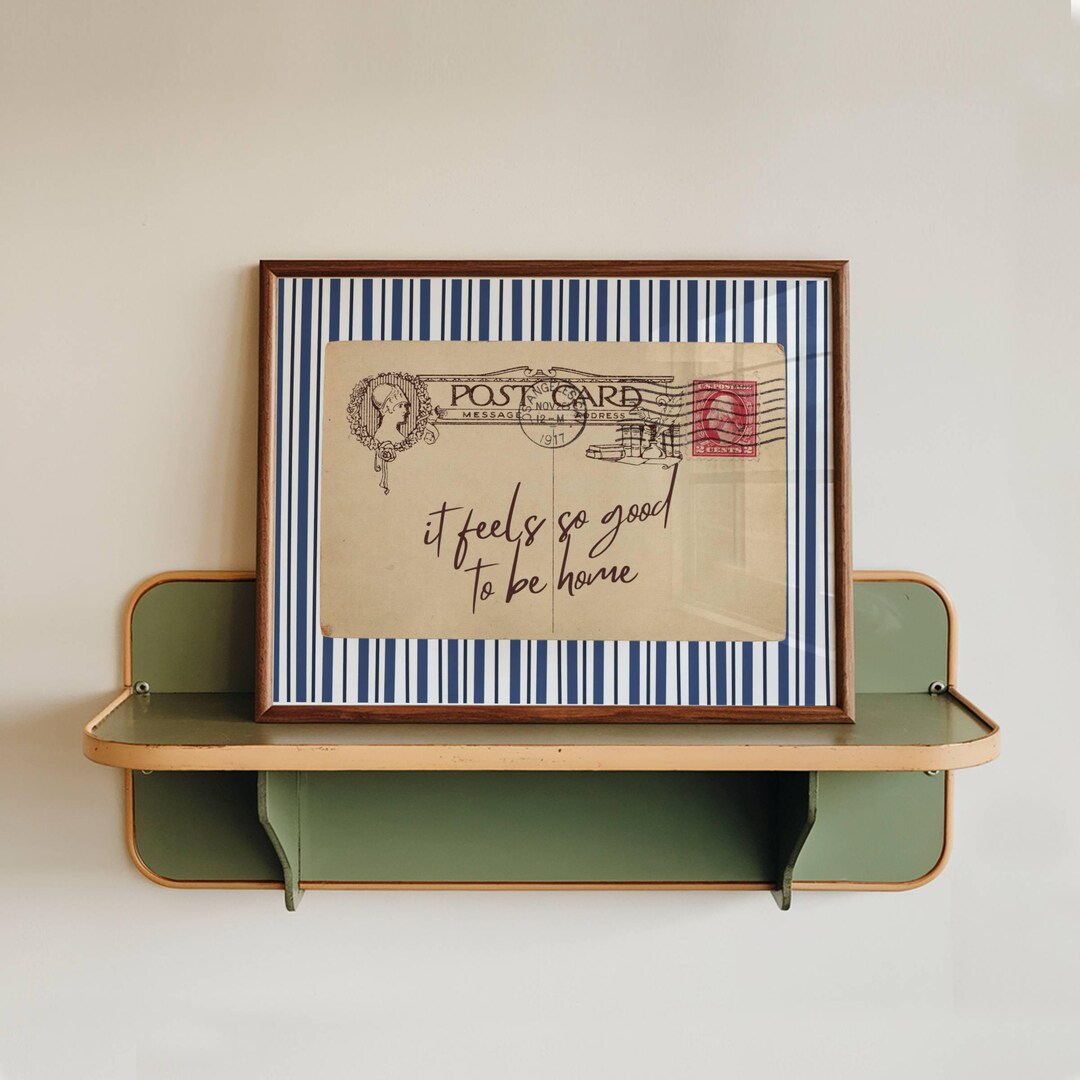 It Feels so Good to Be Home Quote Wall Art, Vintage Postcard Typography ...