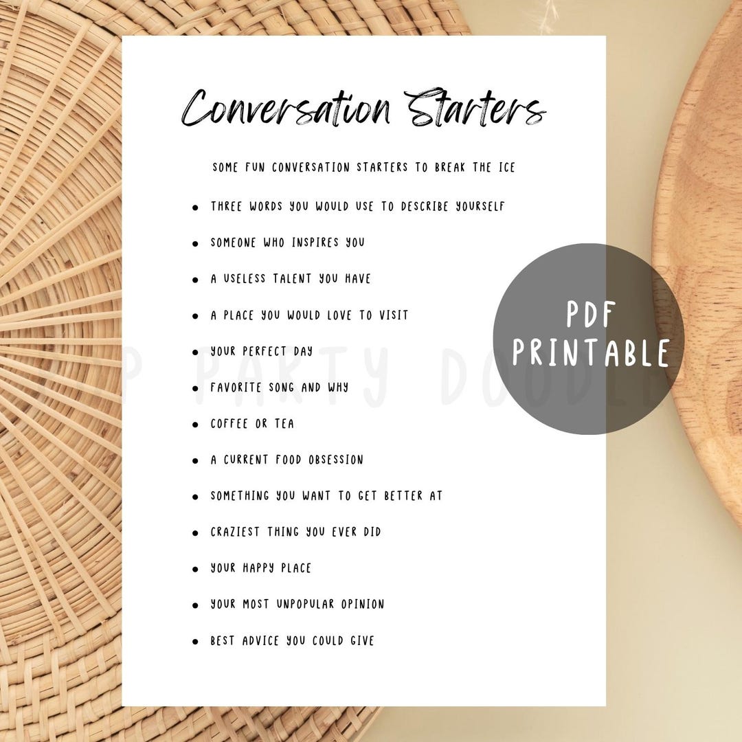 Printable Conversation Starters Cards | Instant Download PDF Game ...