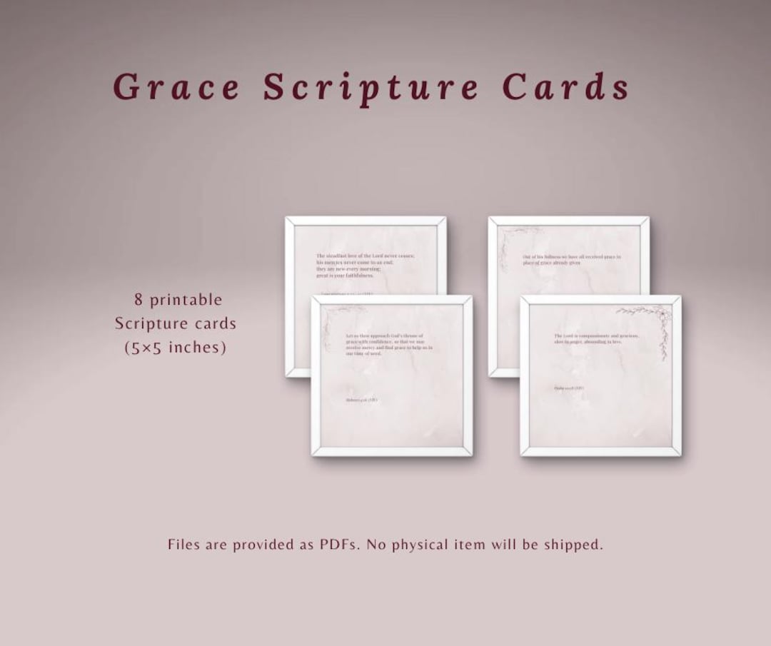 Grace Scripture Cards | Printable Bible Verses for Everyday Faith | 5×5 ...