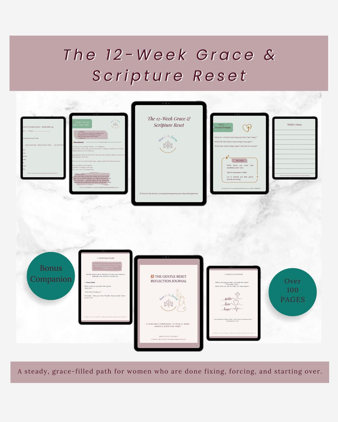 The 12-week Grace & Scripture Reset | Printable Christian Devotional ...