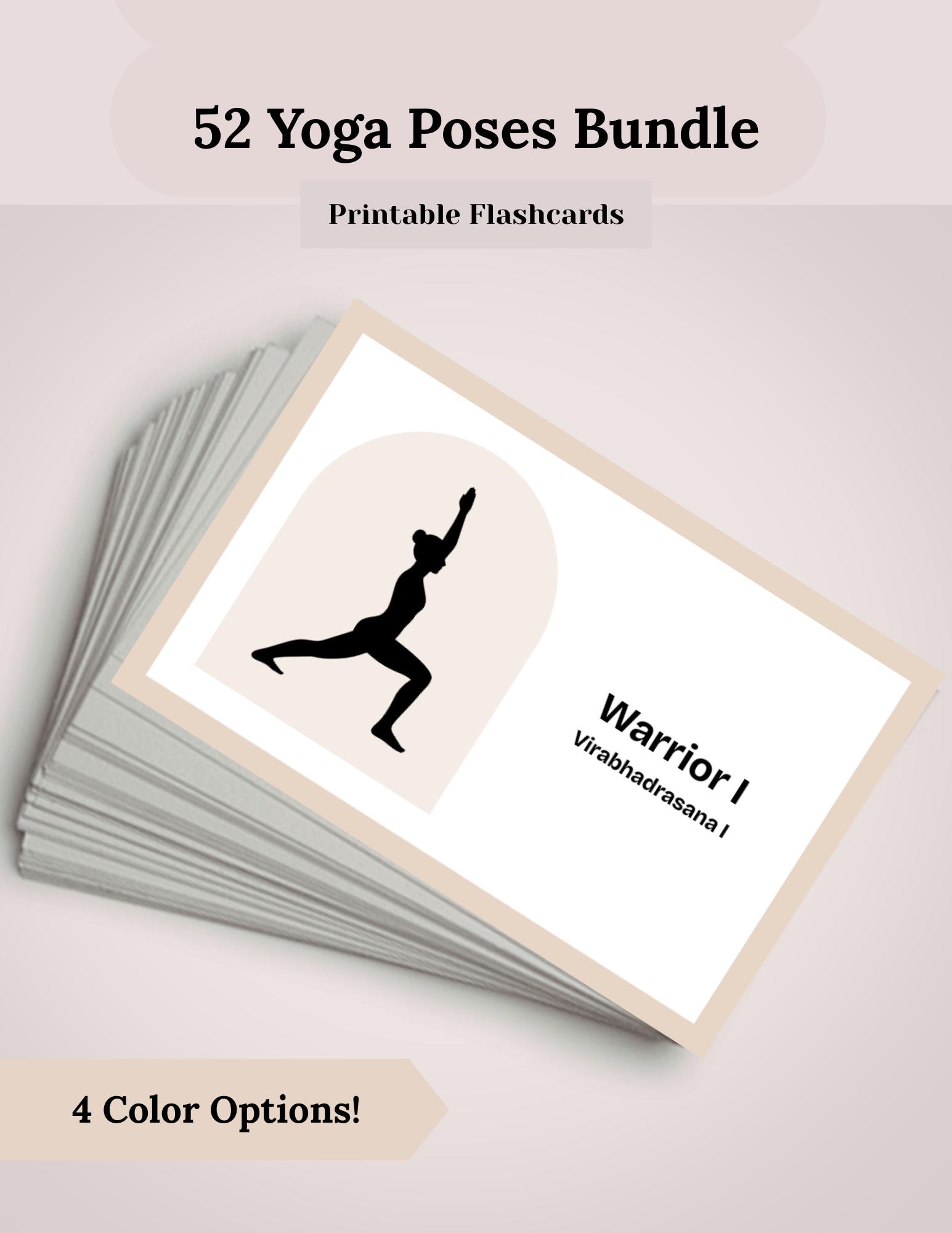 Yoga Pose Flashcards Set | 52 Cards | English & Sanskrit | Printable ...