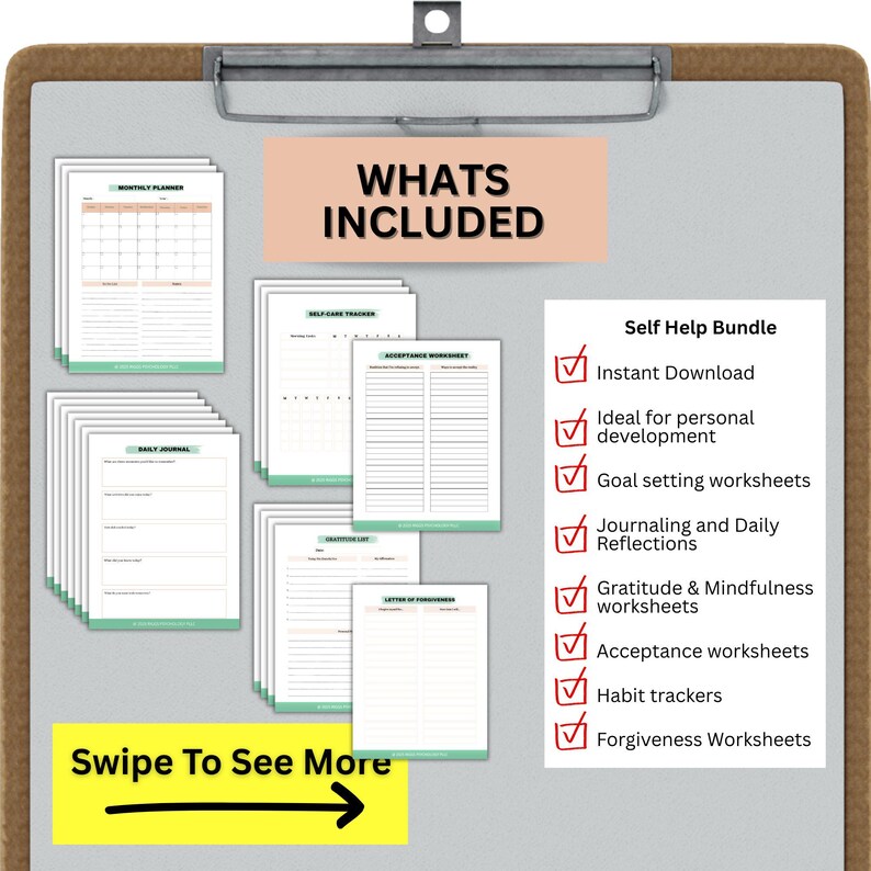 Self Help Worksheet Bundle, Personal Development, Therapy Tools ...