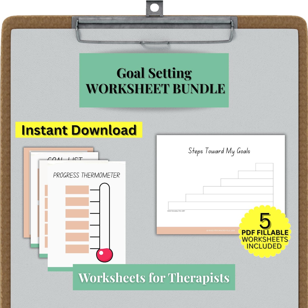 CBT Goal Setting Worksheets – Fillable Treatment Plan, Personal ...