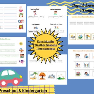 Preschool Learning Worksheets, Days, Months, Seasons, Weather, Time ...