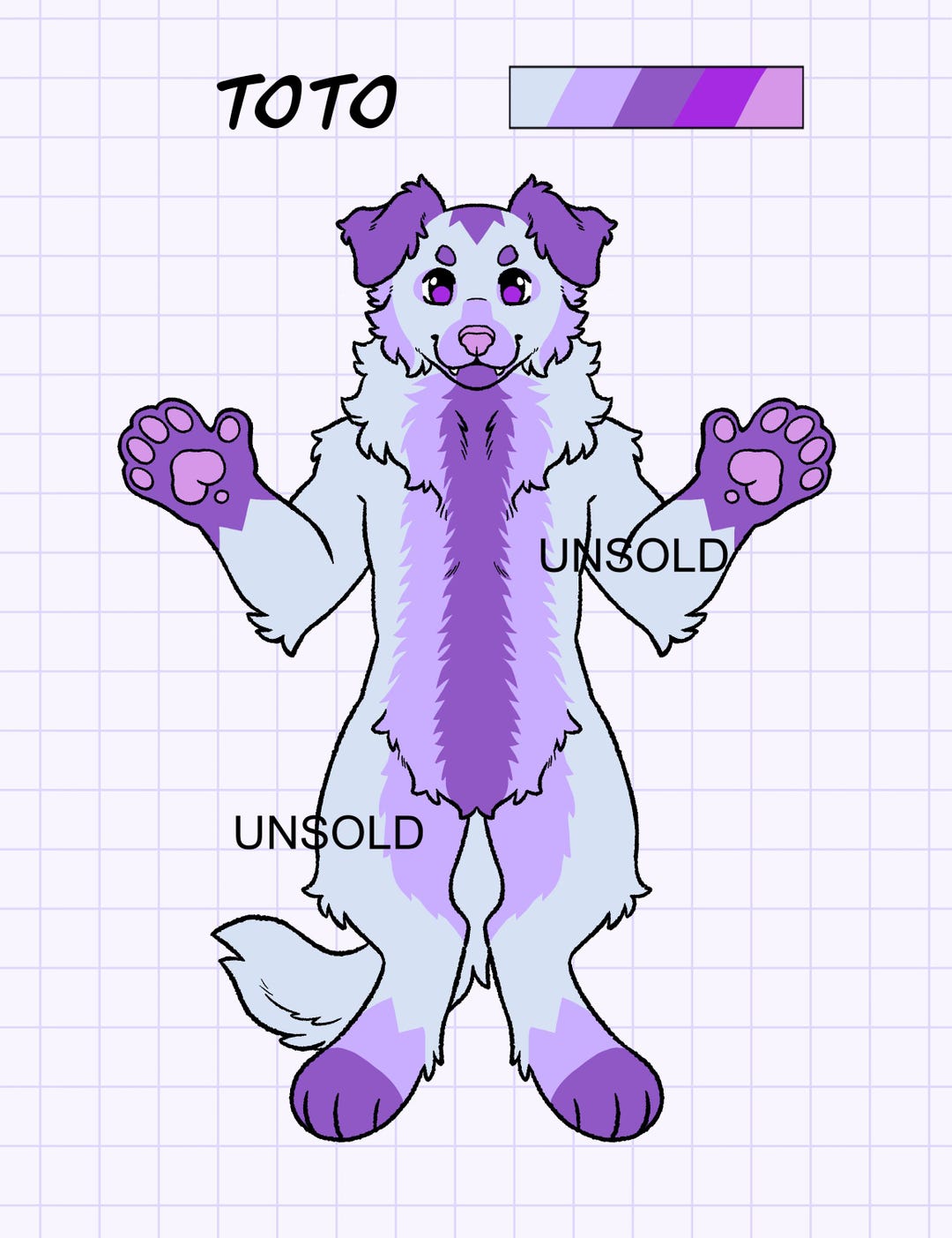 Toto Purple and Blue Furry Fursona Anthro Dog Canine Adopt - Etsy