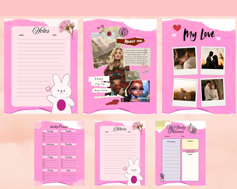 Pretty Girl Planner 2026 Canva Template | Pink Digital Planner, Weekly ...