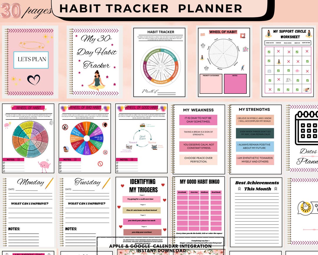 Digital Habit Tracker 30+ Pages | Minimalist Everyday Habit Tracker ...