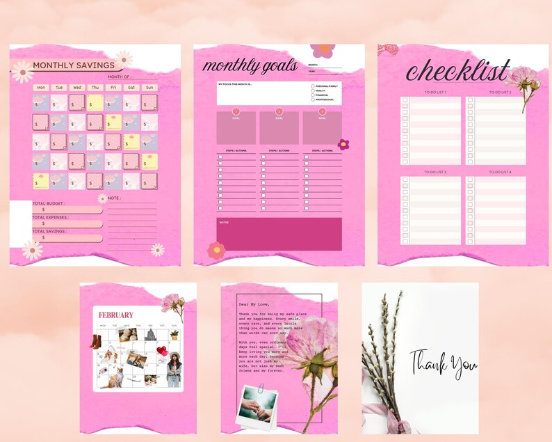 Pretty Girl Planner 2026 Canva Template | Pink Digital Planner, Weekly ...
