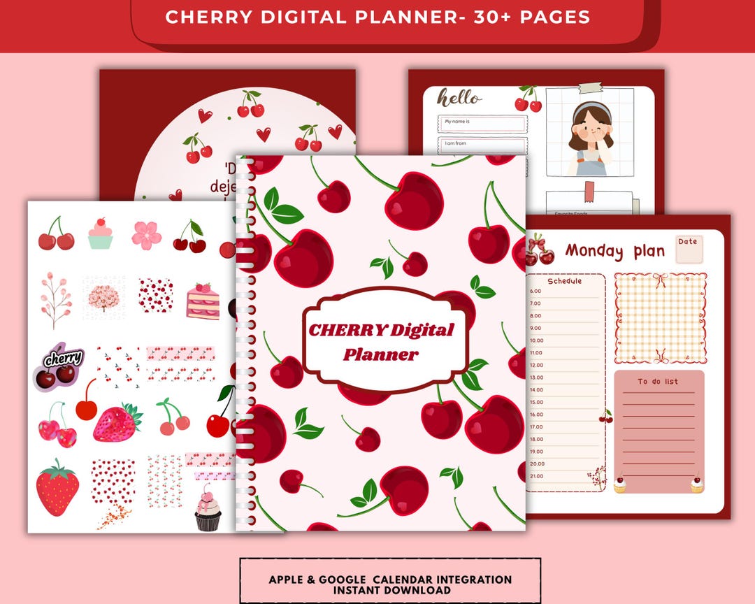 Cherry Digital Planner 2026 | Cute Cherry iPad Planner, Good-notes ...