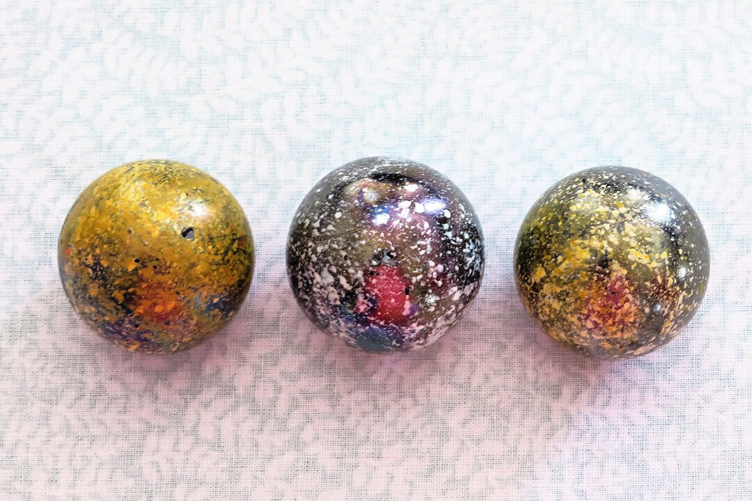 3 Vintage Qualatex Glass Marbles, 35 Mm Shooters, Galaxies, NOS ...
