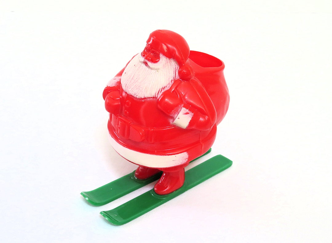 Vintage Santa Figurine Candy Container, Santa With Skis Skiing, Hard ...