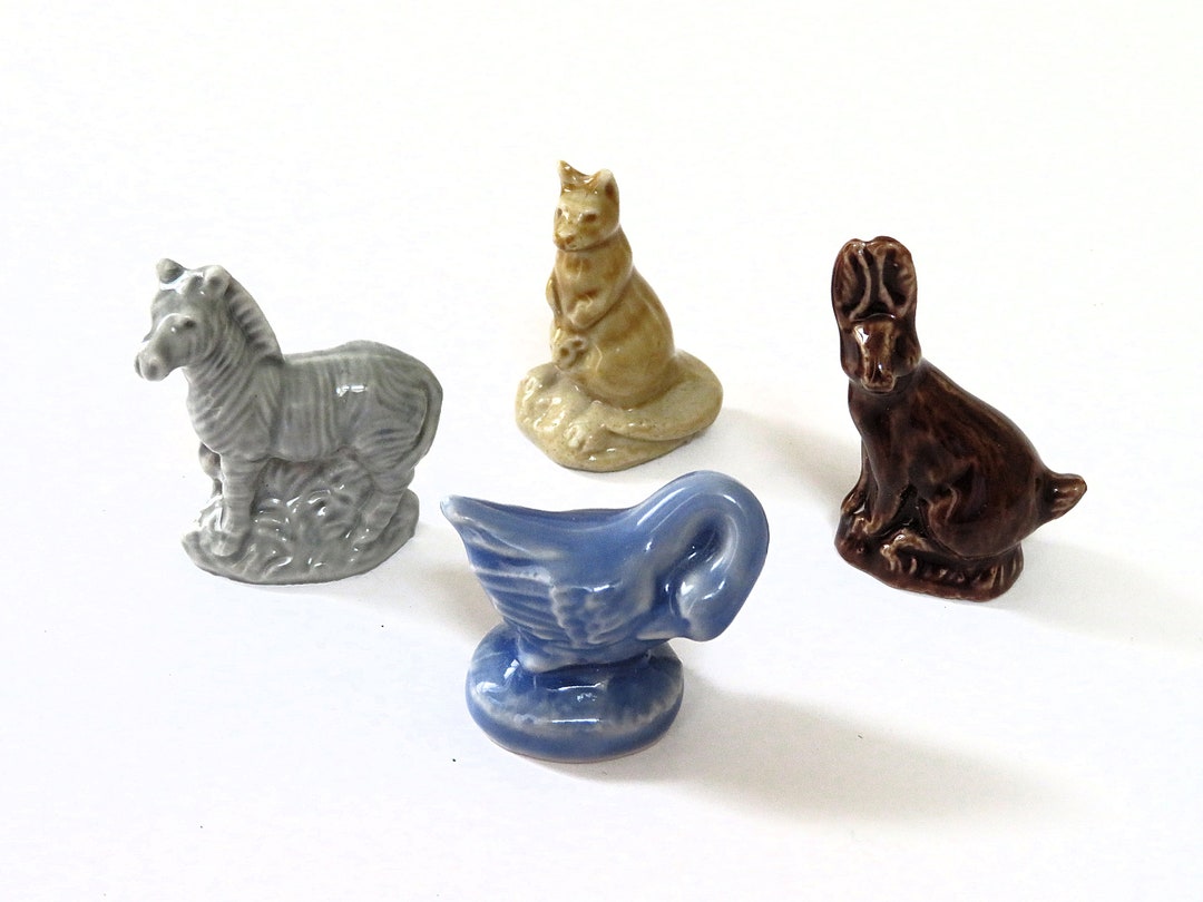 Vintage Wade Figurines, 4 Animals, Wade Whimsies, Miniatures, Red Rose ...