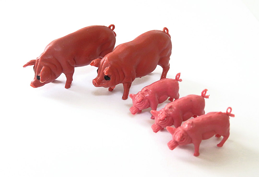 Vintage Hard Plastic PIG FAMILY Figurines Miniatures Mother - Etsy
