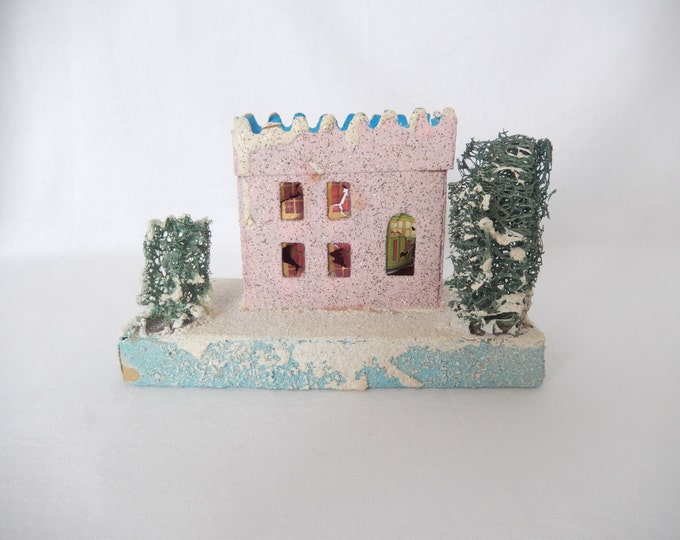 Vintage Putz House, Pink House, Vintage Christmas Decor, Japan ...