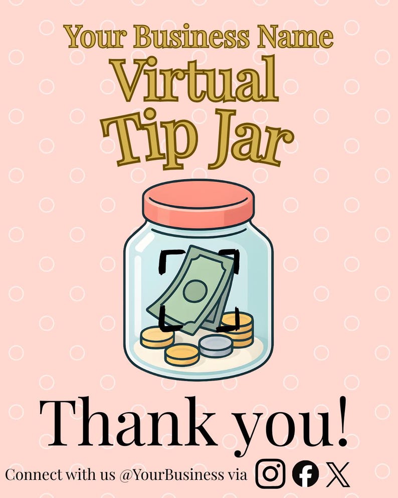 100% Custom Virtual Tip Jar Instant Download Editable on Canva. - Etsy