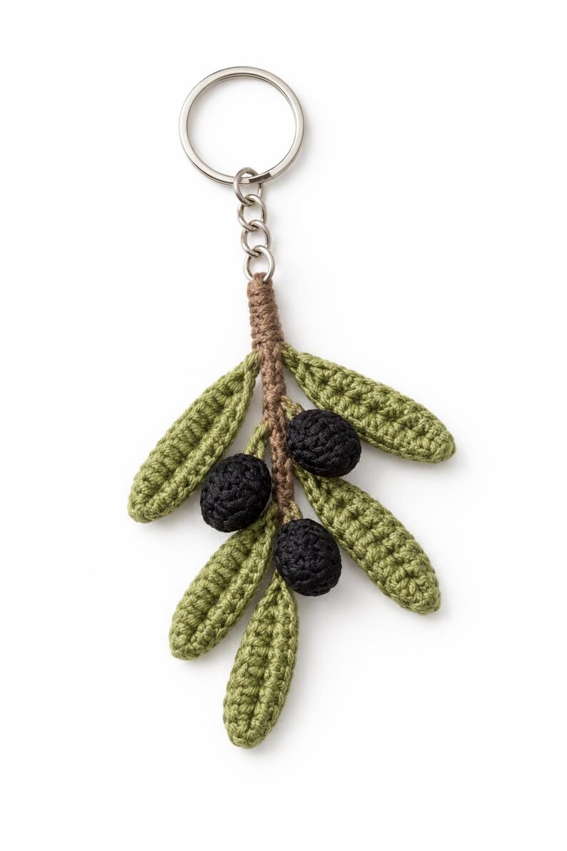 Olive Branch Crochet Keychain, Yunanistan Zeytin Dalı Inspired, Green ...