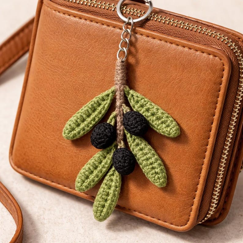 Olive Branch Crochet Keychain, Yunanistan Zeytin Dalı Inspired, Green ...