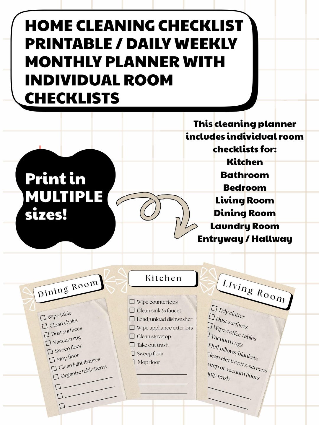 Daily Weekly Monthly Cleaning Checklist | Printable Home Cleaning ...