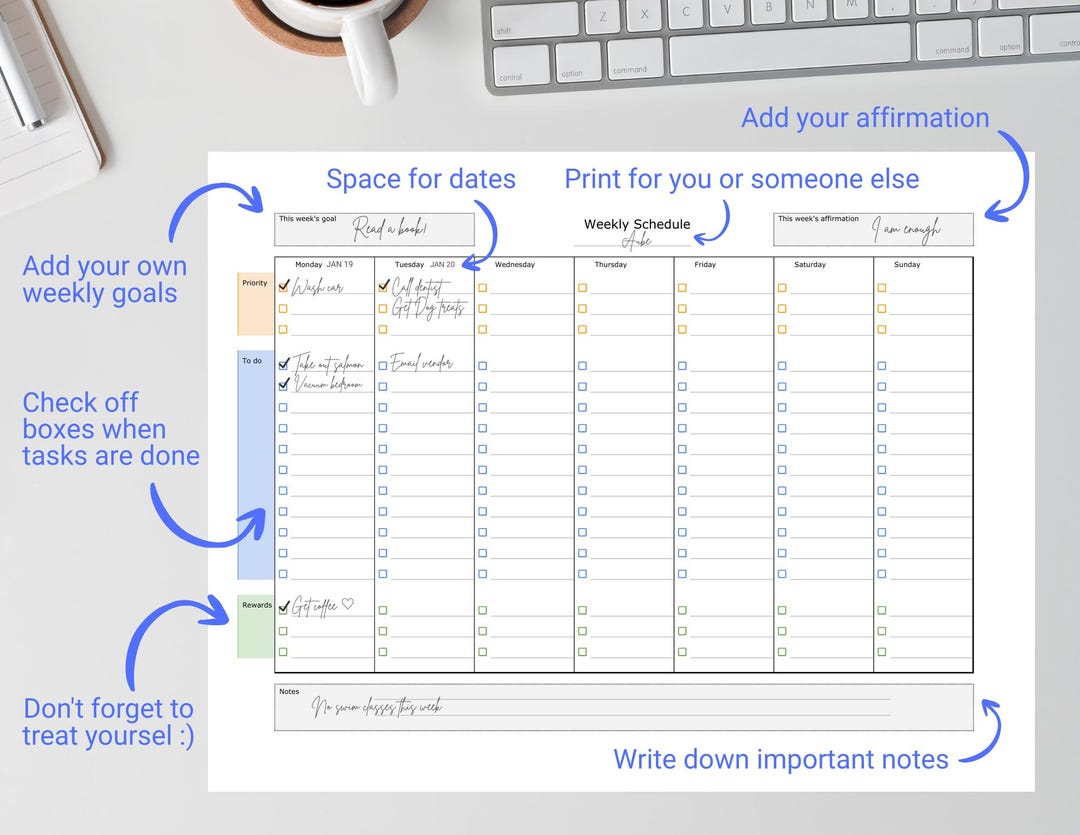 Printable Weekly Planner – Productivity & Goal Tracker | Weekly ...