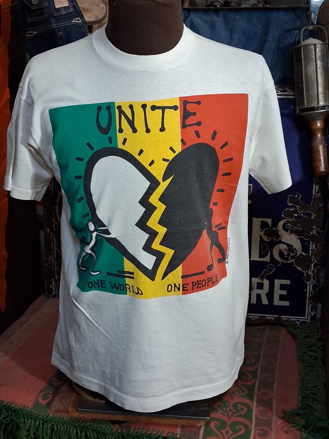 Vintage 90s Streetwear Unite One World One People Unity Love Peace Soft ...