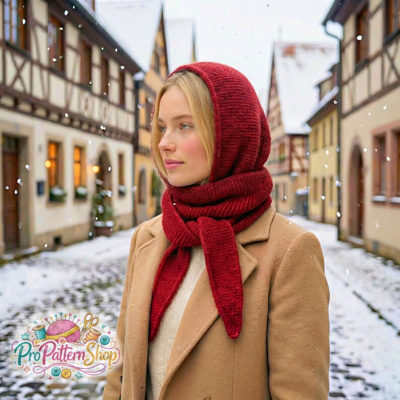 Sophie Hood Knitting Instructions DIY Hooded Scarf PDF Easy Garter ...
