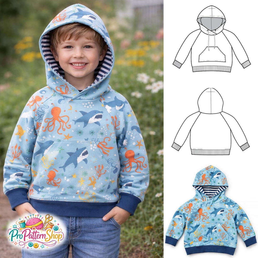 Hoodie Sewing Pattern for Kids, Sweatshirt Pattern, Kids Pattern, PDF ...