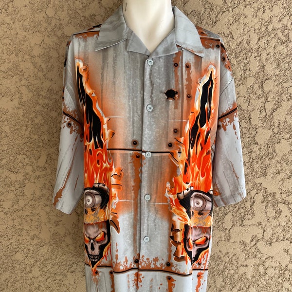 Mens Button up Shirt With Flames - Etsy