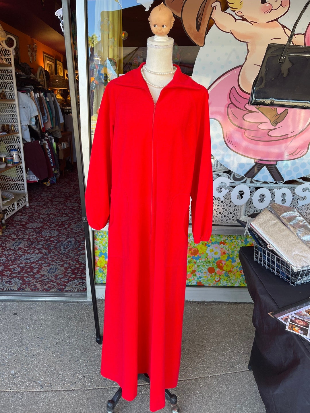 Vintage Red Vanity Fair Housecoat - Etsy