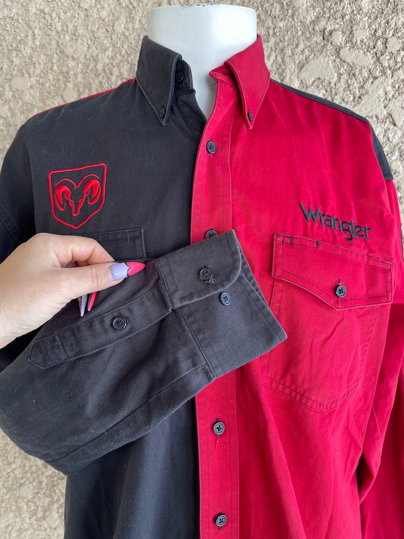 Vintage Dodge Ram Rodeo Series Embroidered Red and Black Long Sleeve ...