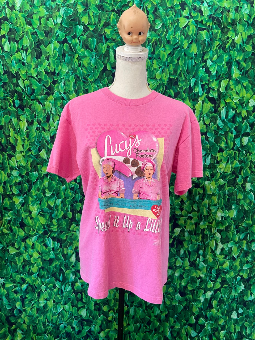 Vintage I Love Lucy Pink T-shirt, Lucy and Ethel in the Chocolate ...